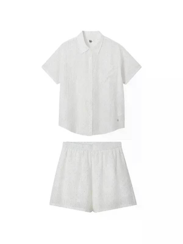 B+AB Striped Short-sleeve Shirt And Shorts Set