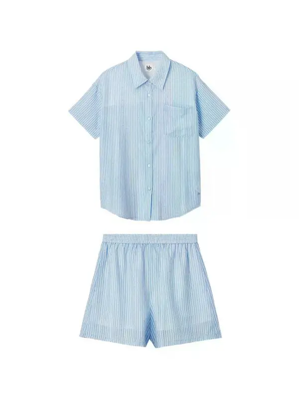 B+AB Striped Shirt And Shorts Set - Blue