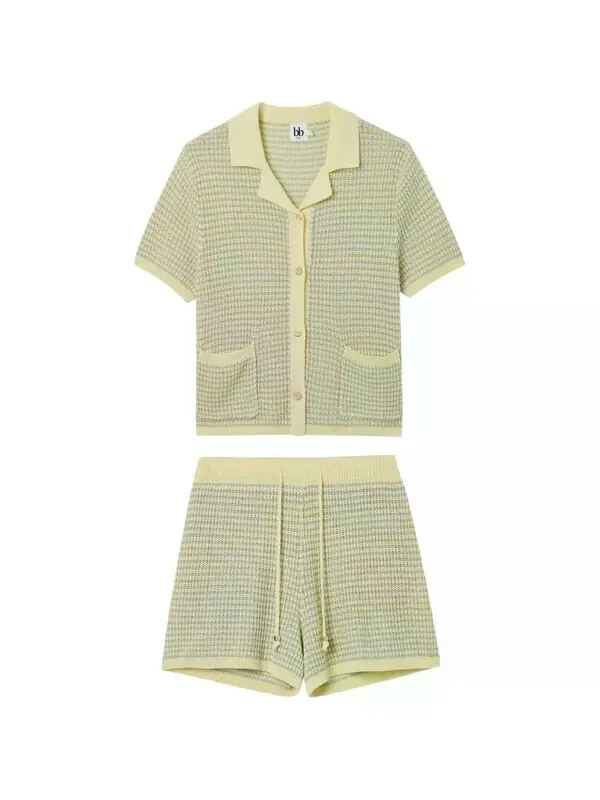 B+AB Textured-knit Shirt And Shorts Set - Yellow