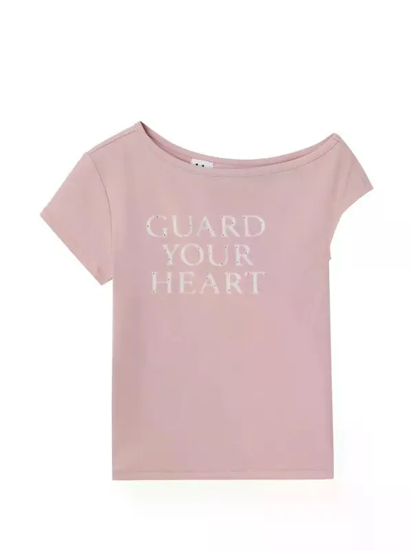 B+AB Asymmetric Rhinestone-embellished T-shirt - Pink