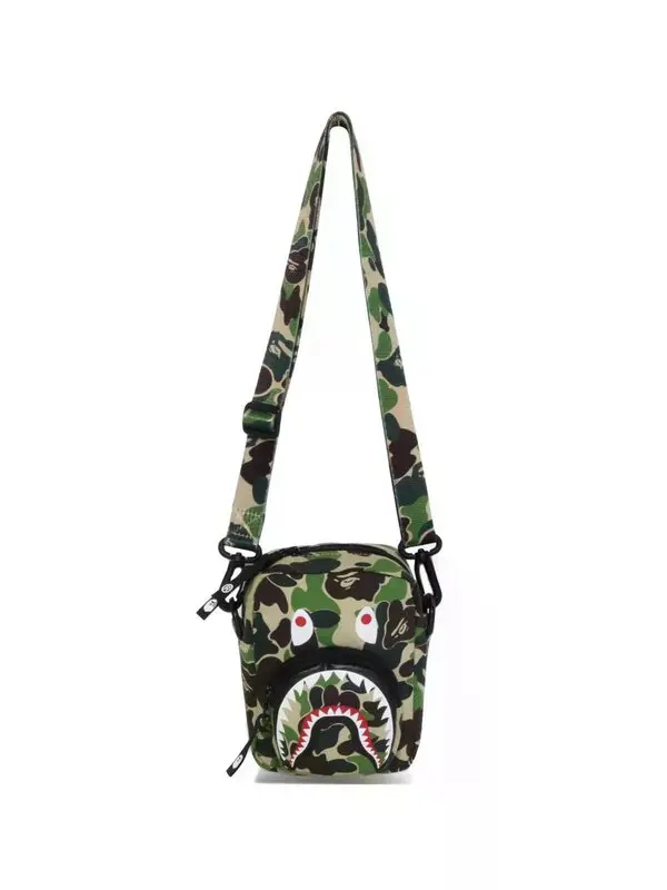 A BATHING APE Shark Camouflage-print Messenger Bag - Green