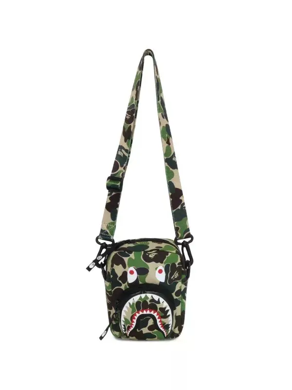 A BATHING APE Shark Camouflage-print Messenger Bag - Green