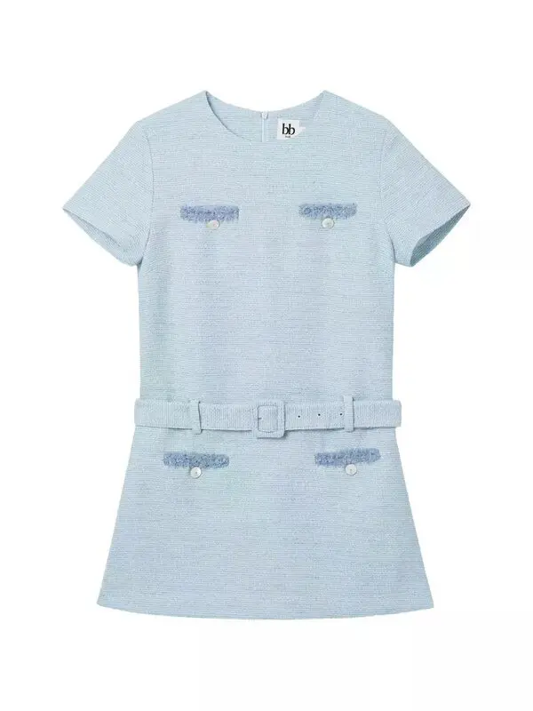 B+AB Distressed-detail Mini Dress - Blue