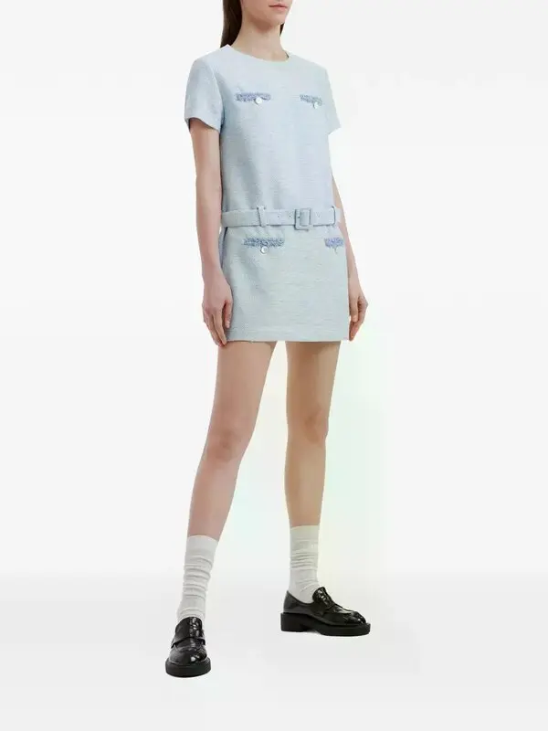 B+AB Distressed-detail Mini Dress - Blue