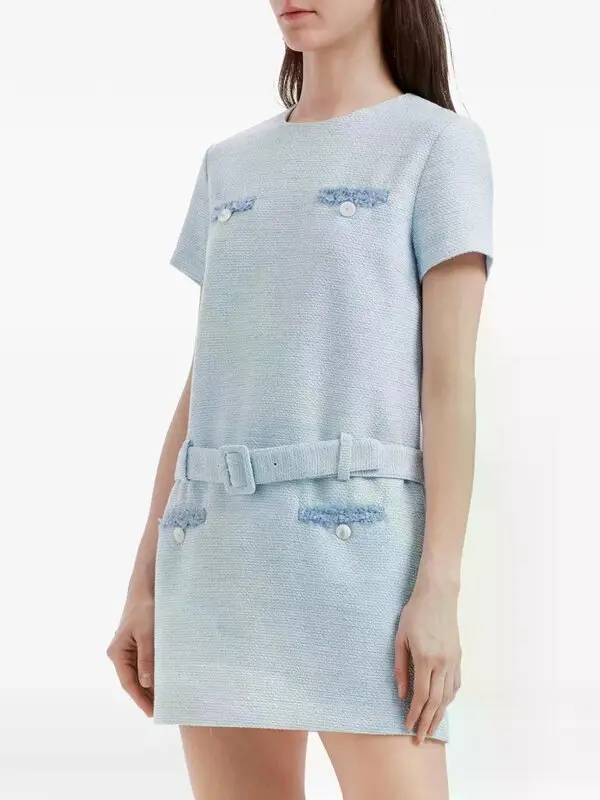 B+AB Distressed-detail Mini Dress - Blue