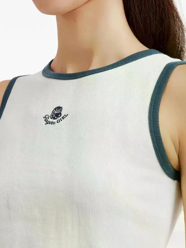 FINGERCROXX Ribbed Logo-embroidered Top - Neutrals