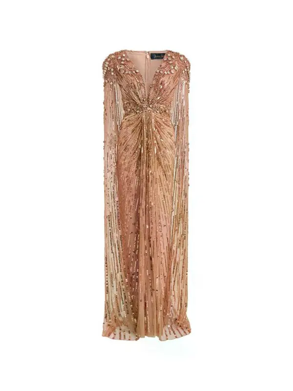 Jenny Packham Lotus Lady Bead-embellished Gown - Pink