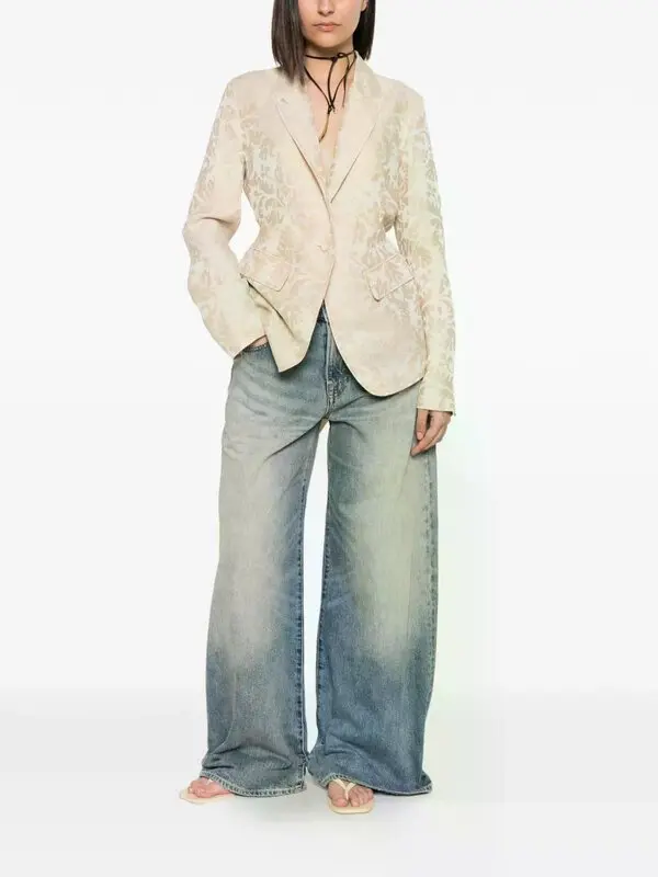 UMA WANG Kylie Asymmetric Damask Blazer - Neutrals