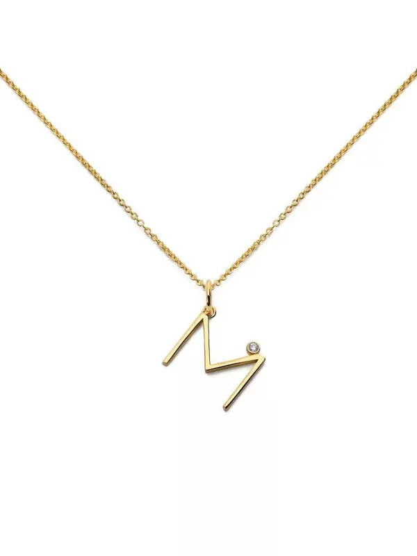 Monica Vinader Solitaire Diamond Initial M Pendant - Gold