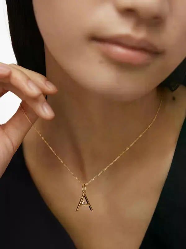 Monica Vinader Solitaire Diamond Initial A Pendant - Gold