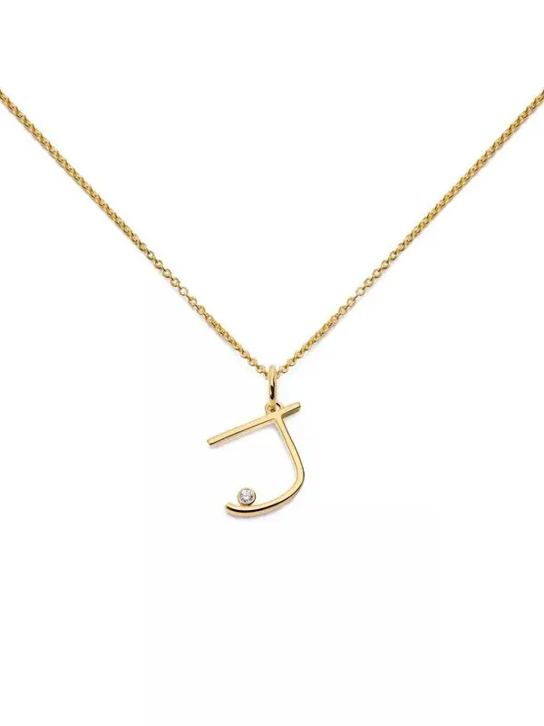 Monica Vinader Solitaire Diamond Initial J Pendant - Gold