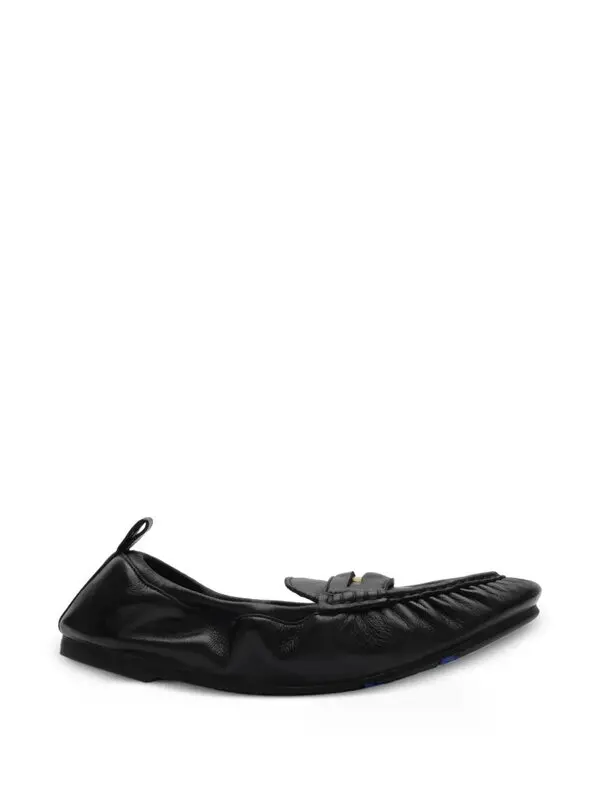 Burberry Leather Loafers With Check Plaque