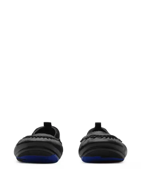 Burberry Leather Loafers With Check Plaque