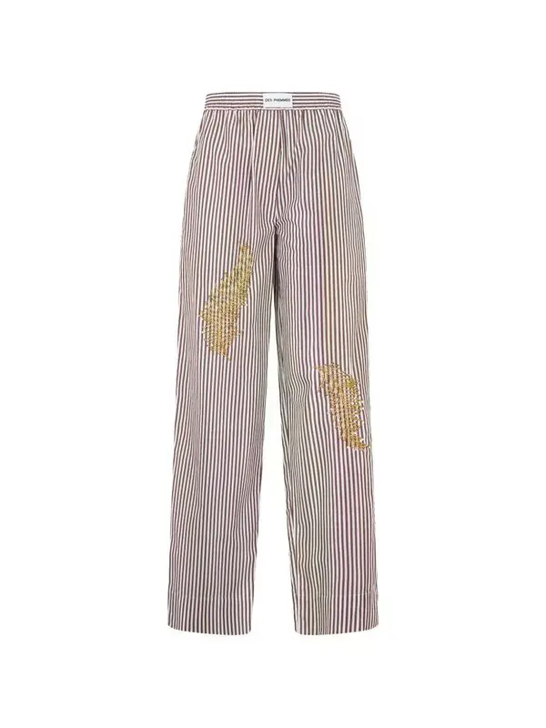 DES_PHEMMES Sequin-embellished Striped Trousers