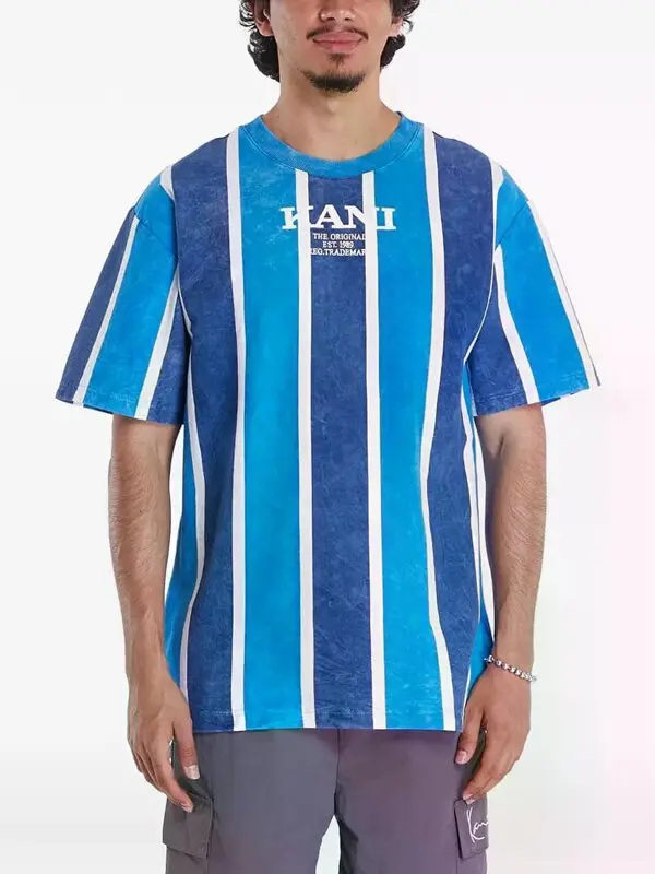 KARL KANI Logo-detail Striped T-shirt