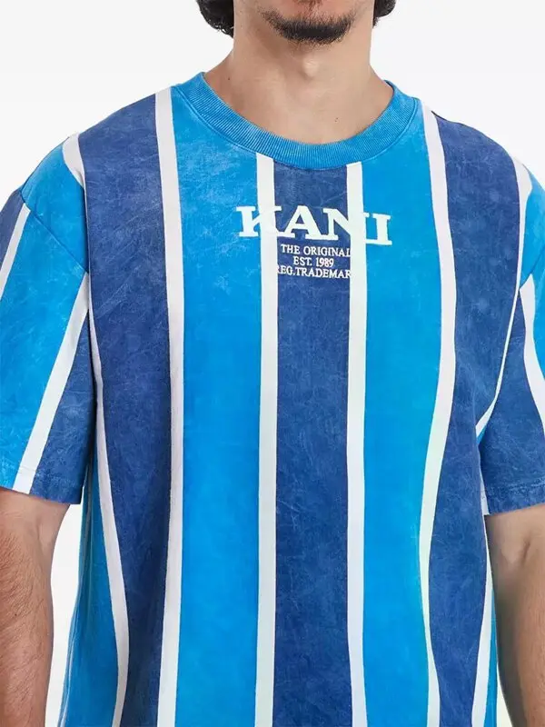 KARL KANI Logo-detail Striped T-shirt