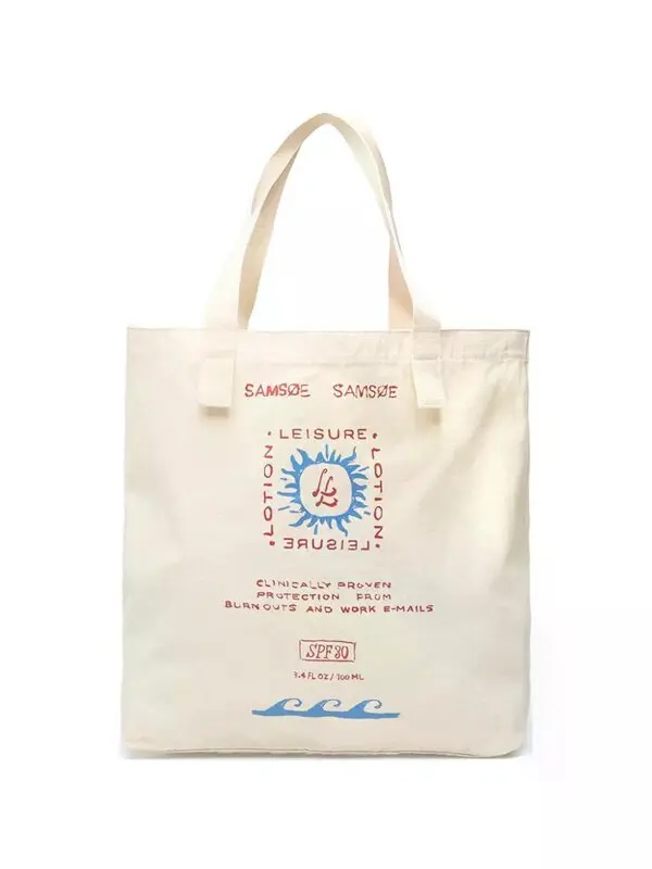 SAMSOE SAMSOE Printed Canvas Tote Bag