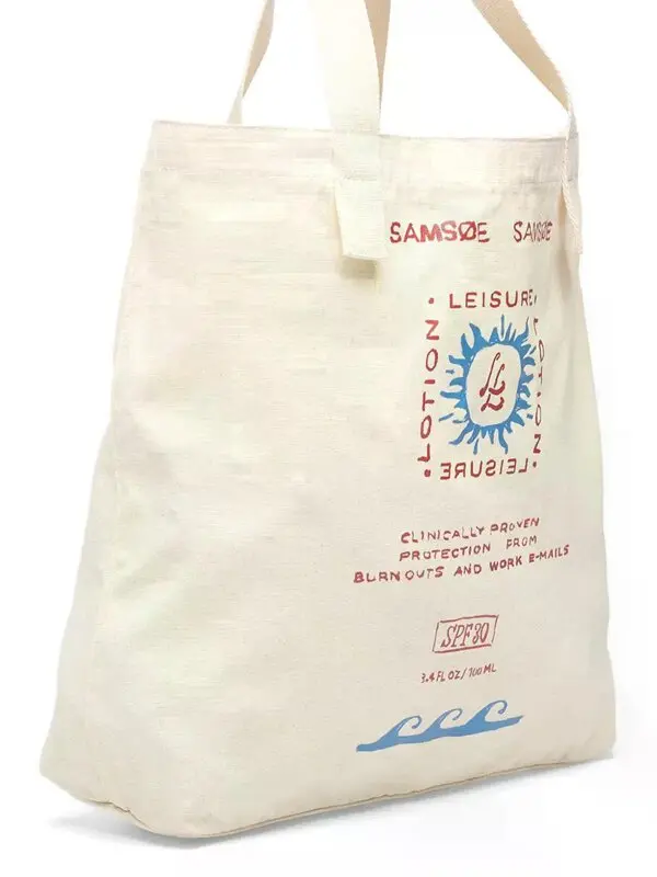 SAMSOE SAMSOE Printed Canvas Tote Bag