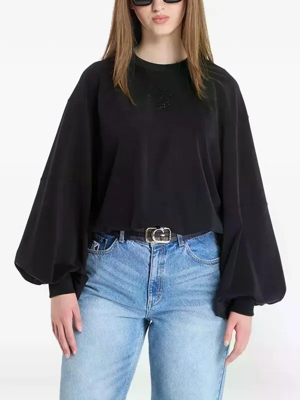 Guess Puff-sleeve Top - Black