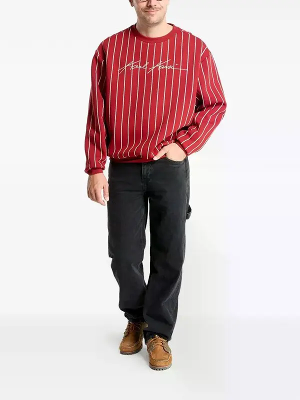 KARL KANI Pinstripe Embroidered Logo Sweatshirt