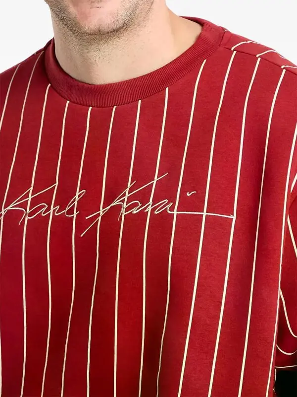 KARL KANI Pinstripe Embroidered Logo Sweatshirt