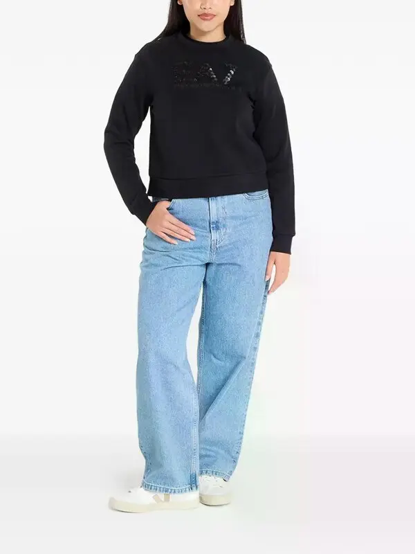 EA7 Sequin-embellished Logo-print Sweatshirt - Black