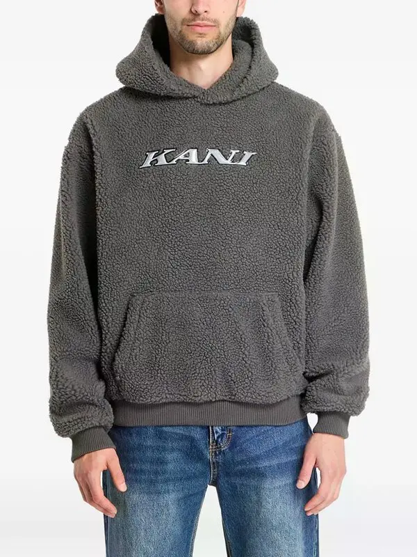 KARL KANI Teddy-texture Logo Hoodie - Grey