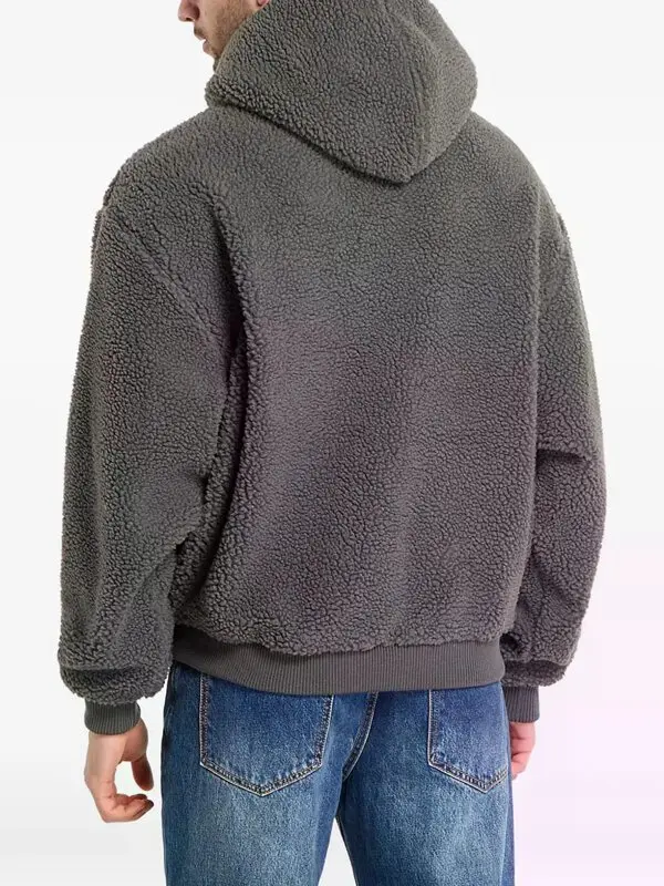 KARL KANI Teddy-texture Logo Hoodie - Grey