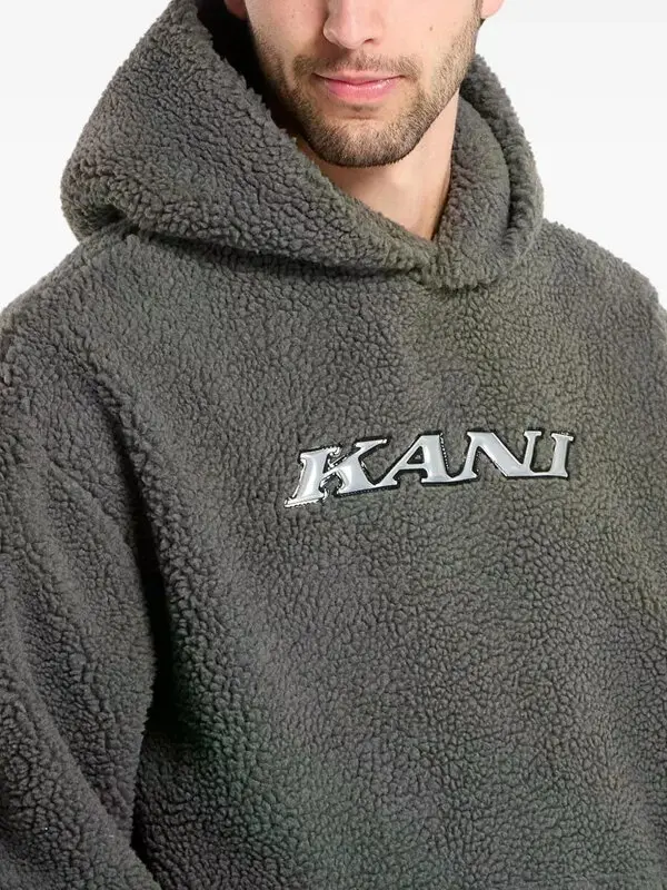 KARL KANI Teddy-texture Logo Hoodie - Grey