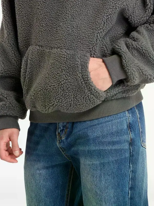 KARL KANI Teddy-texture Logo Hoodie - Grey