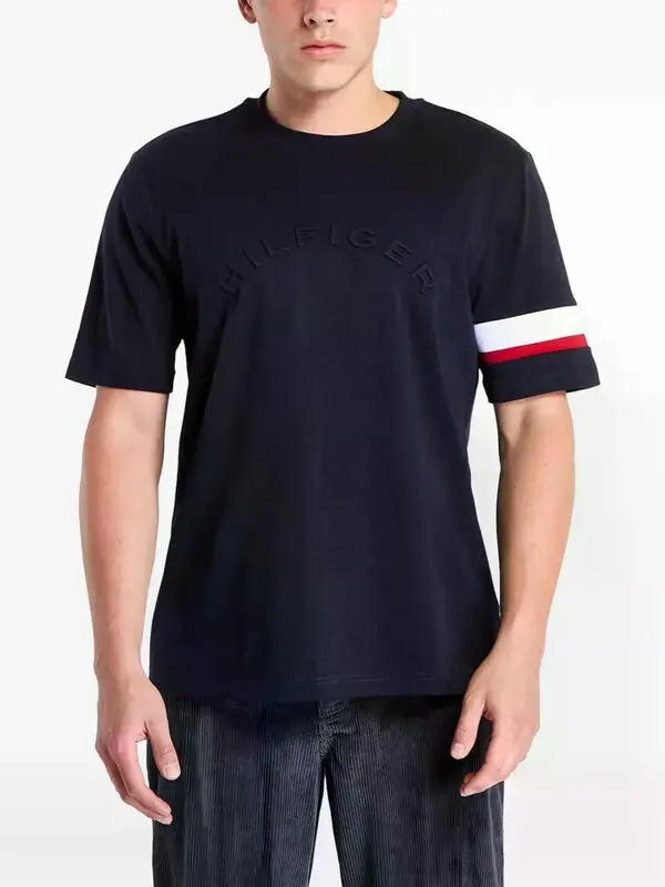 Tommy Hilfiger Embossed-logo Stripe-detail T-shirt