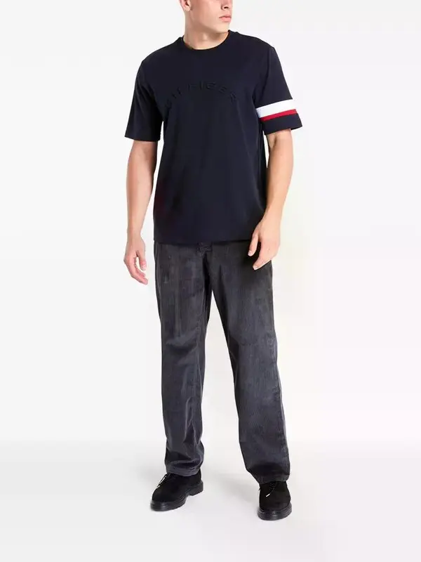 Tommy Hilfiger Embossed-logo Stripe-detail T-shirt