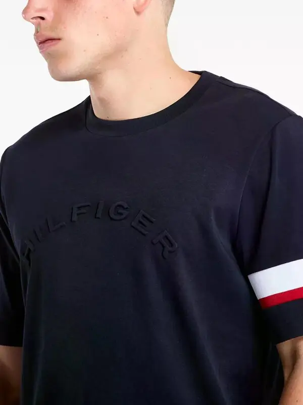 Tommy Hilfiger Embossed-logo Stripe-detail T-shirt