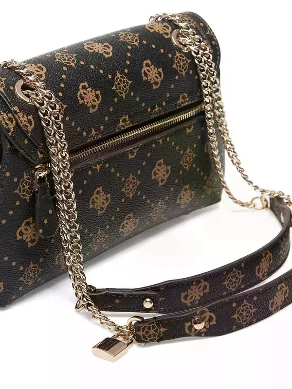 Guess Monogram Print Chain-link Shoulder Bag