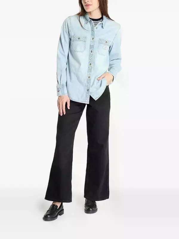 Guess Denim Shirt With Logo Patch