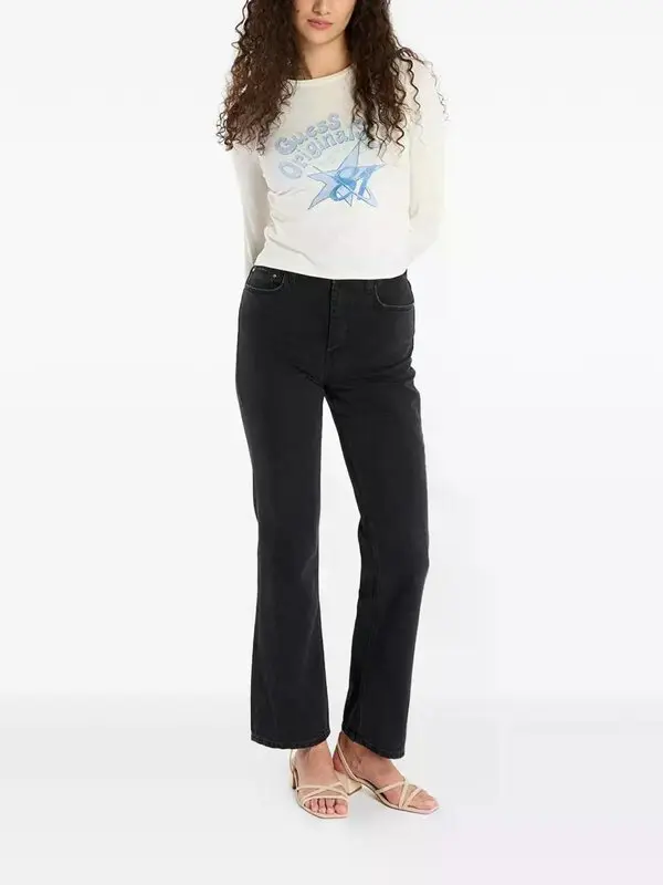 Guess Graphic-print Lace-trim T-shirt