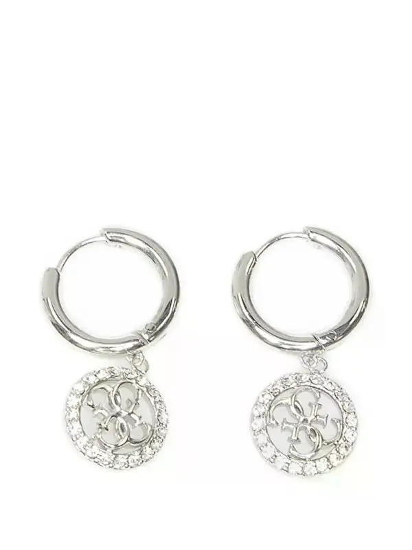 Guess Life In 4g Crystal-embellished Hoop Earrings - Silver