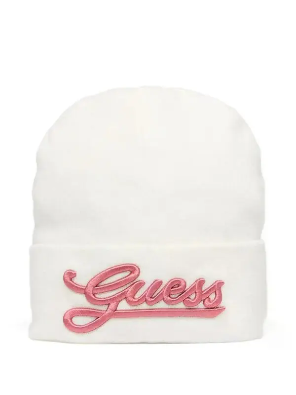 Guess Logo-patch Beanie Hat - White
