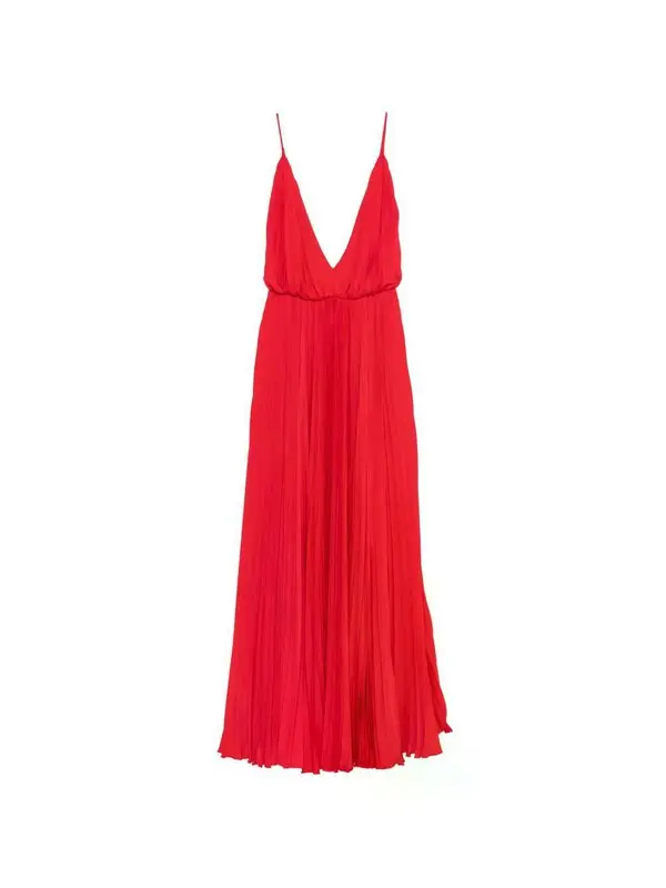 Vivetta V-neck Pleated Maxi Dress - Red