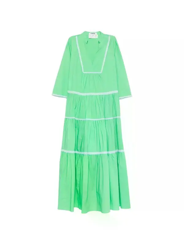 Vivetta Tiered Crochet-trim Maxi Dress - Green