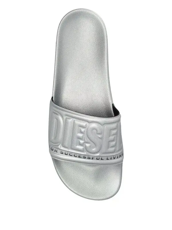 DIESEL® Embossed Logo Slides - Silver
