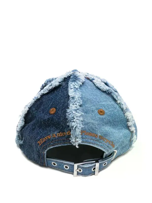 GANNI Frayed Panelled Baseball Cap - Blue