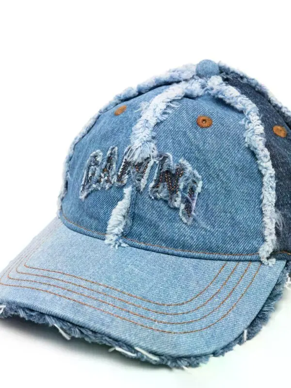 GANNI Frayed Panelled Baseball Cap - Blue