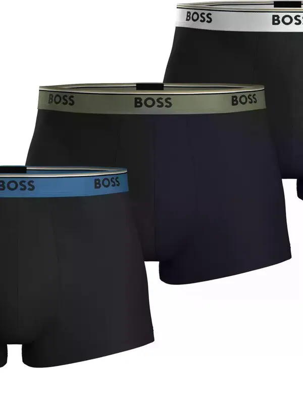 BOSS Three-pack Of Stretch-cotton Trunks With Logo Waistbands - Black