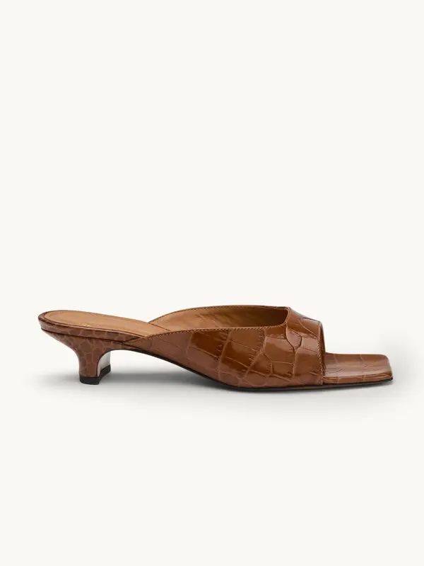 ATP ATELIER Tavenna Croco Kitten Heel - Cannella