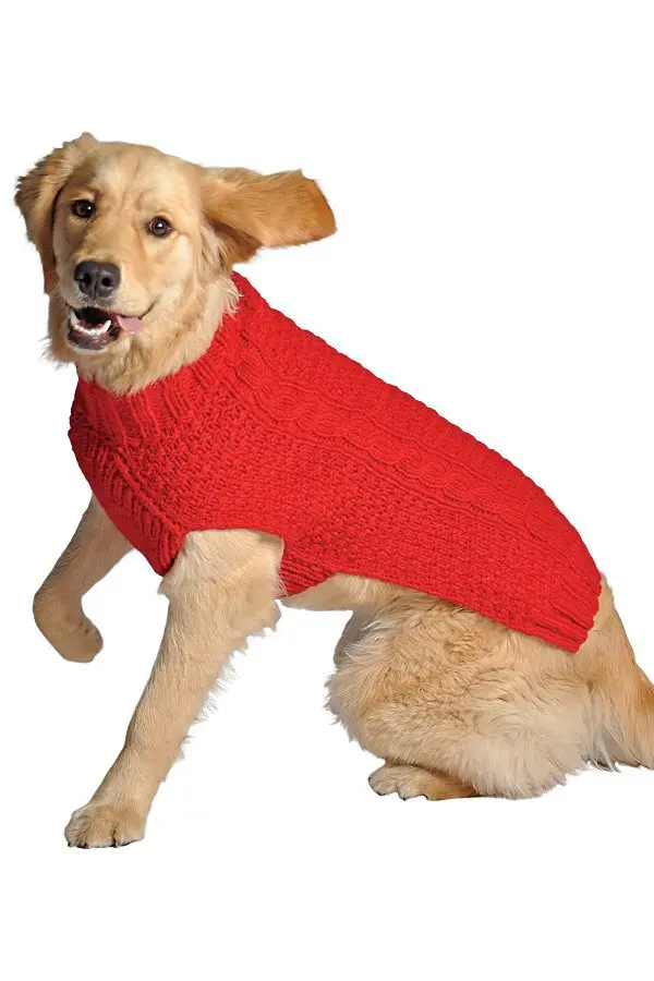 CHILLY DOG Hot Pink Alpaca Cable-knit Dog Sweater - Red