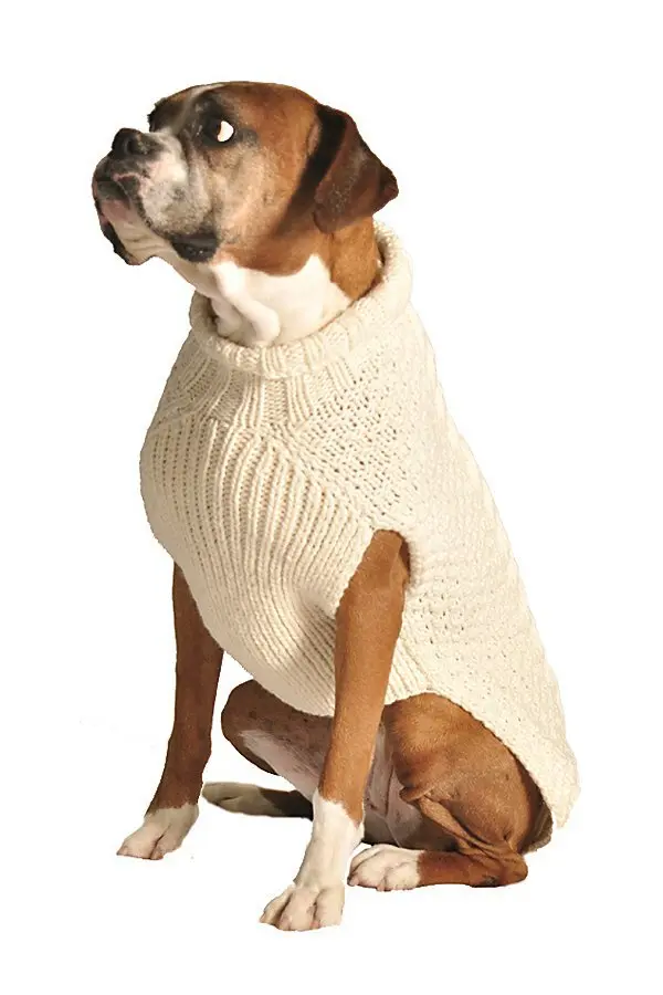 CHILLY DOG Hot Pink Alpaca Cable-knit Dog Sweater - White
