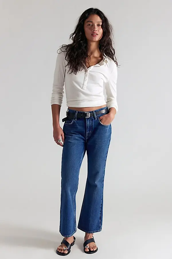 Free People We The Free Elowen Cropped Flare Jeans - Daydream