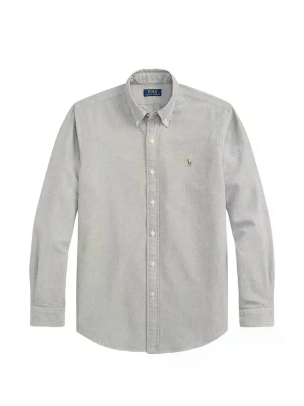 Polo Ralph Lauren Logo Embroidered Oxford Shirt - Grey