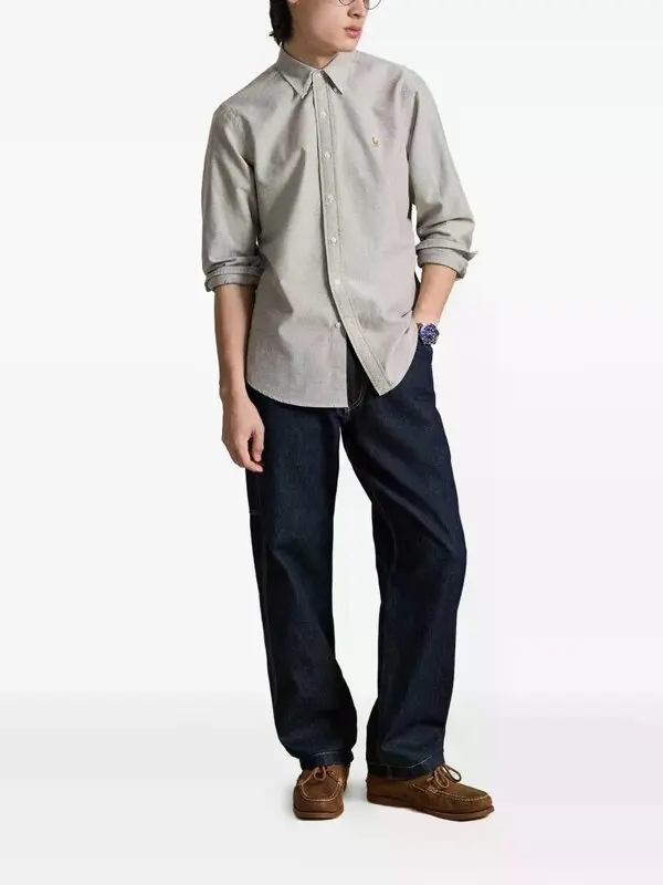 Polo Ralph Lauren Logo Embroidered Oxford Shirt - Grey